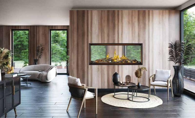 Napoleon Tall Vector Linear 74 Gas Fireplace With Luminous Logs